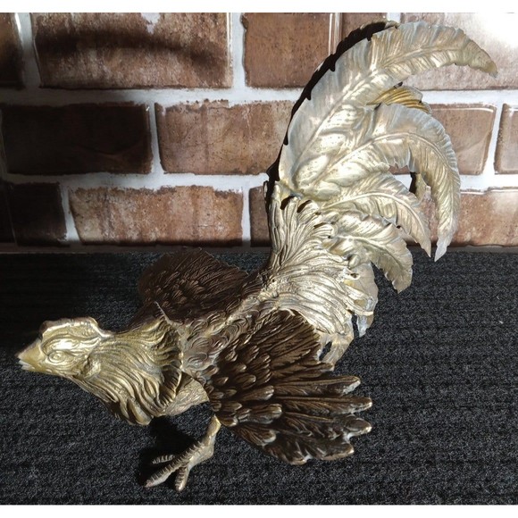 Accents | Vintage Brass Rooster Fightin Statue | Poshmark